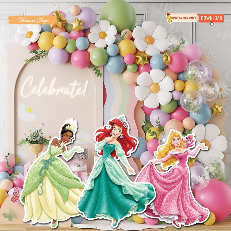 Princess Birthday Cut Out: Disney Princesses Party Decor (digital File ...