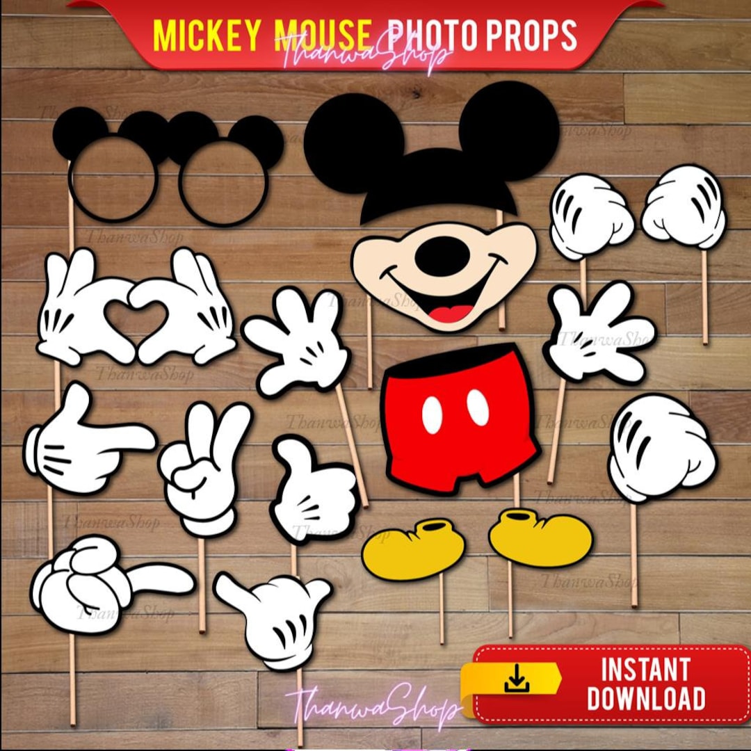 Mickey Mouse Birthday Photo Booth Props (digital Download) - Etsy UK