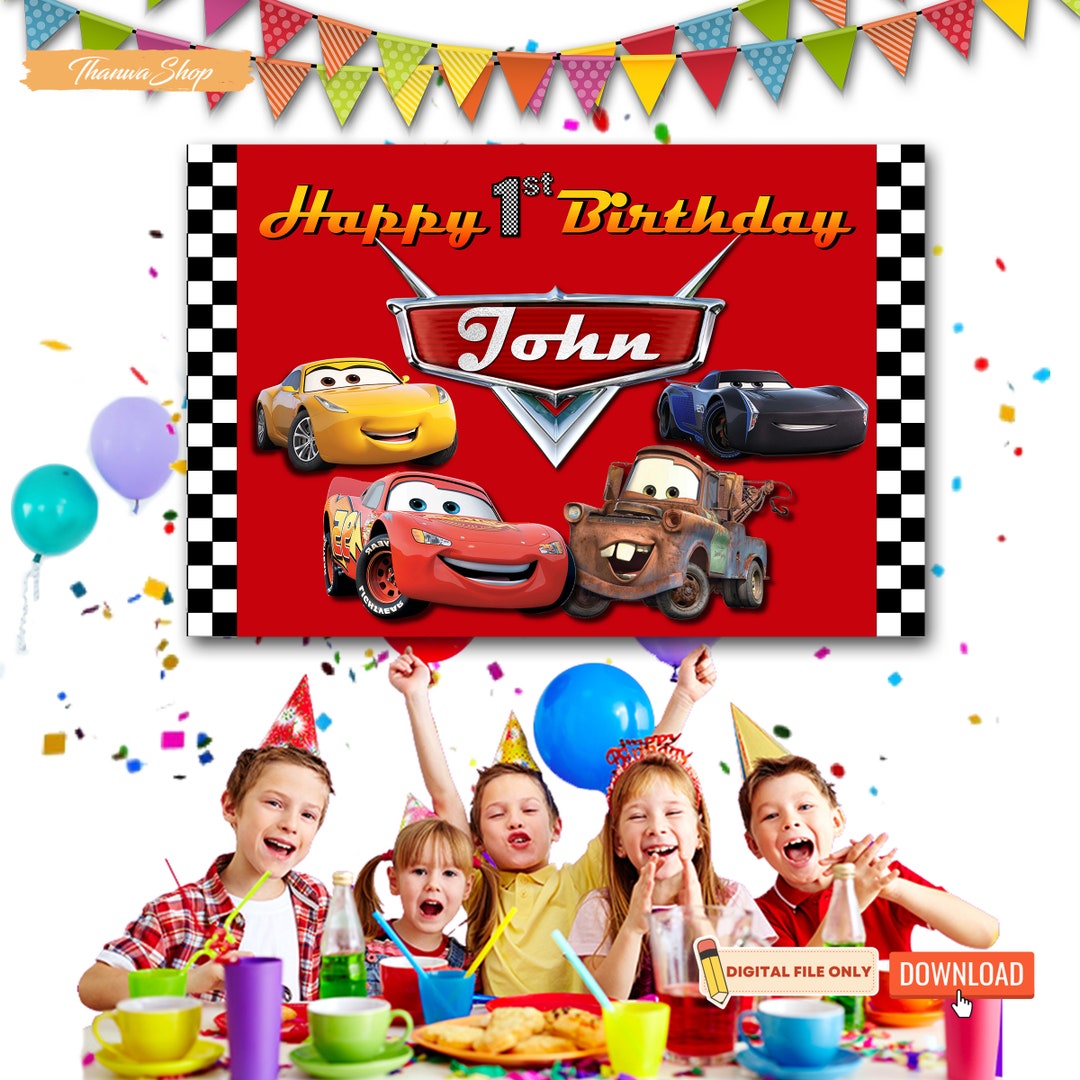 Cars Birthday Banner, Racecar Birthday Banner, Party Decorations ...