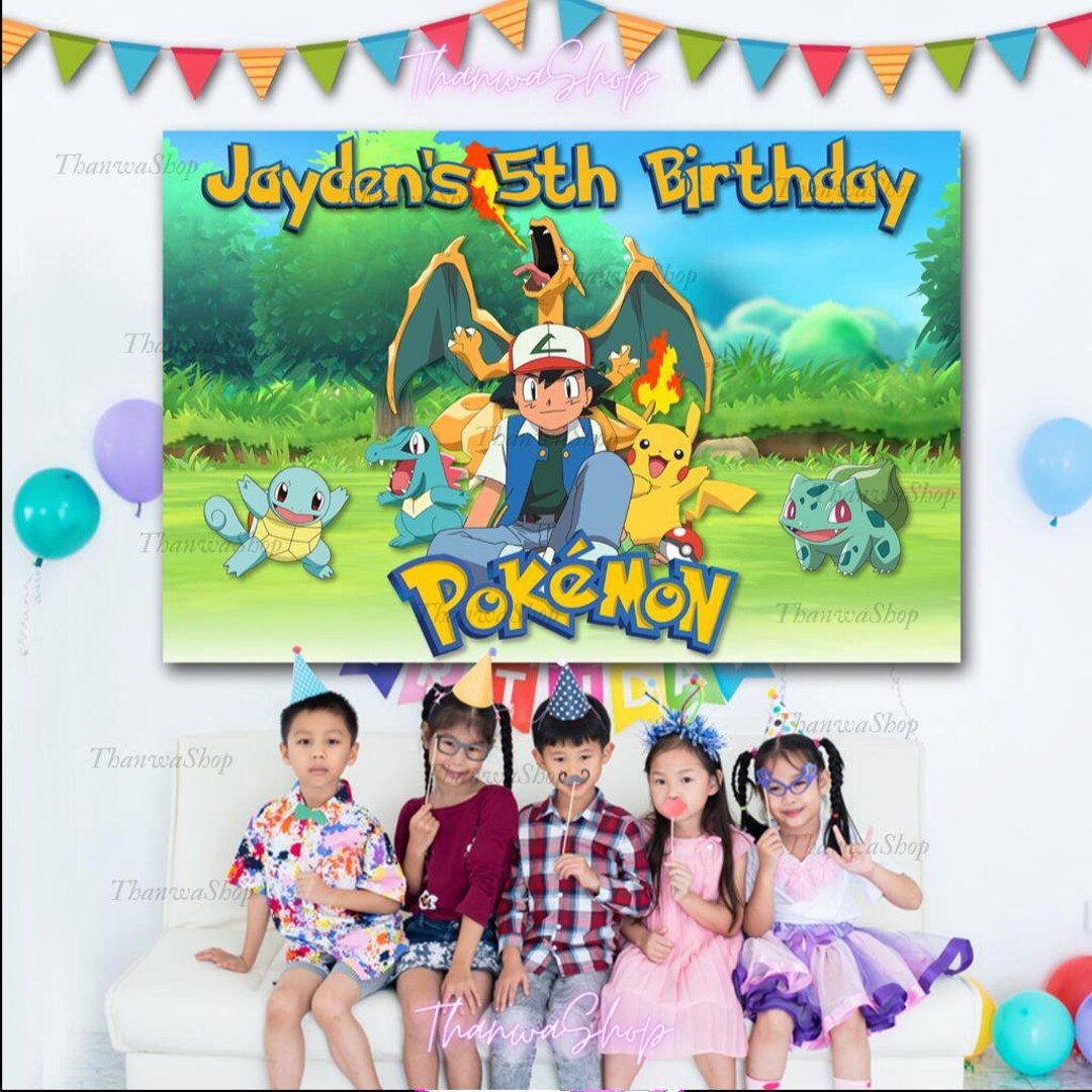 Printable Personalized Pokemon Backdrop, Pikachu Birthday Banner ...