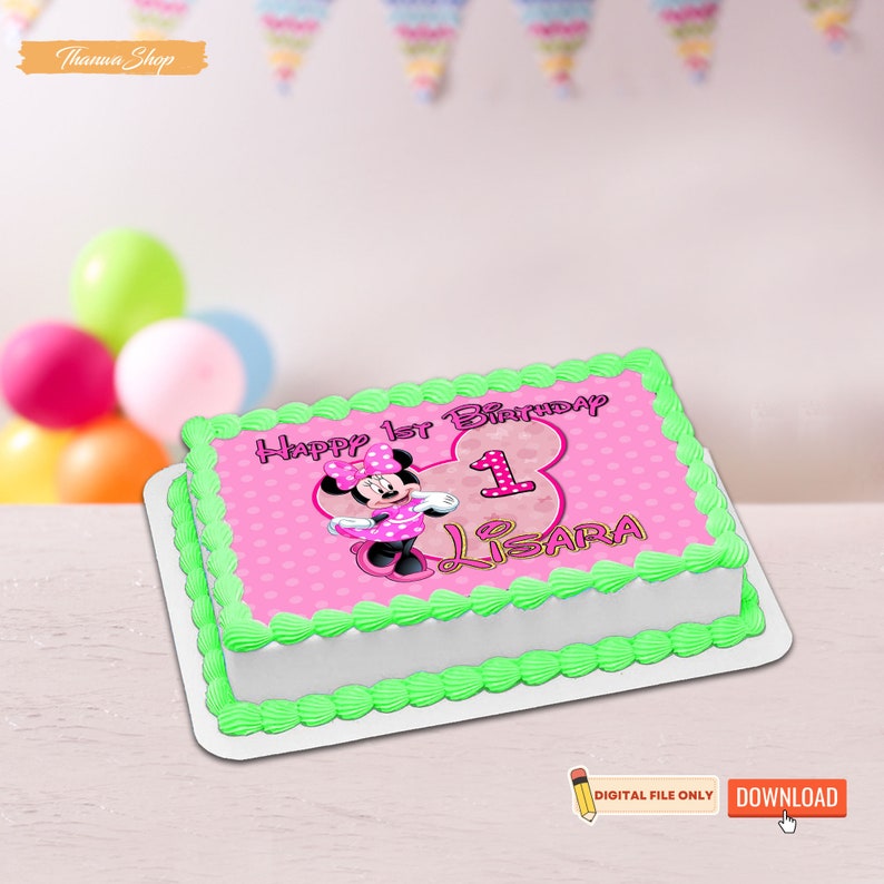 Personalized Minnie Mouse Birthday Cake Topper (digital Download) - Etsy