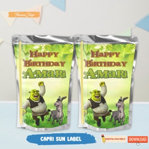 Printable Shrek Birthday Party Supplies Bundle Kids, Custom Name Shrek ...