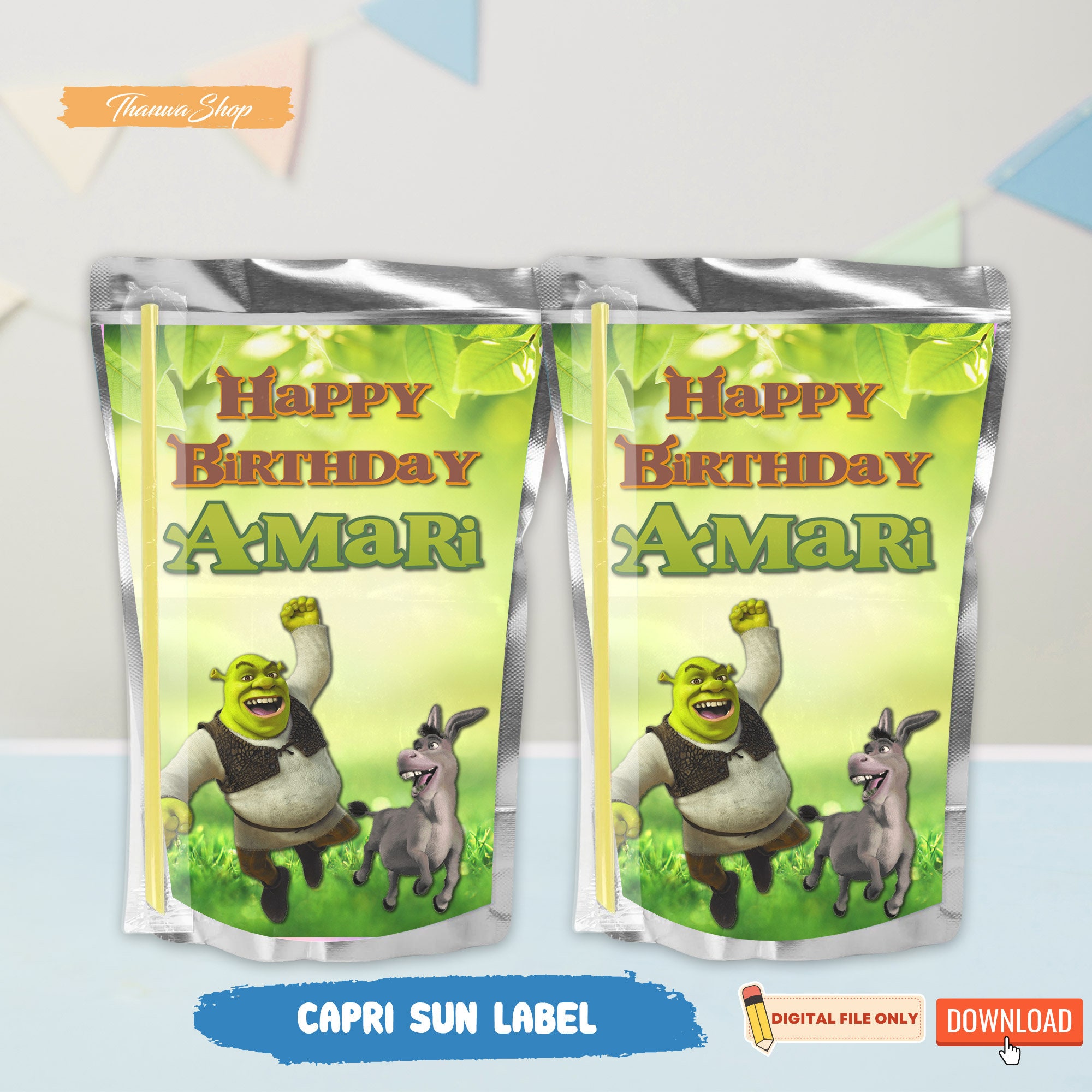 Custom Shrek Birthday Party Supplies Bundle (digital Download) - Etsy