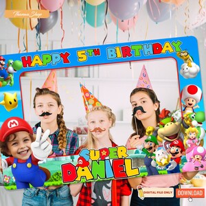 Printable Personalized Super Mario Photo Booth Frame Birthday for Kids ...