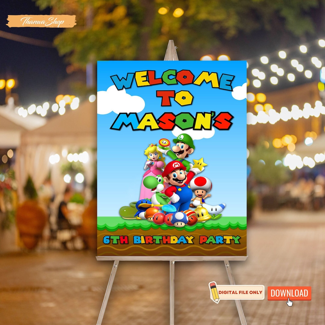 Mario Brothers Sign, Personalized Birthday Welcome Sign, Mario Bros ...