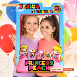 Printable Princess Peach Super Mario Kids Photo Booth Frame, Mario Bros ...