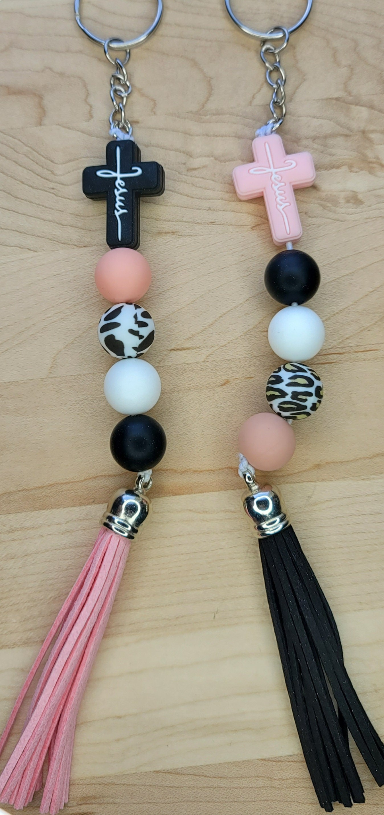 Silicone Bead Keychain Cross Christian Gift for Mom - Etsy