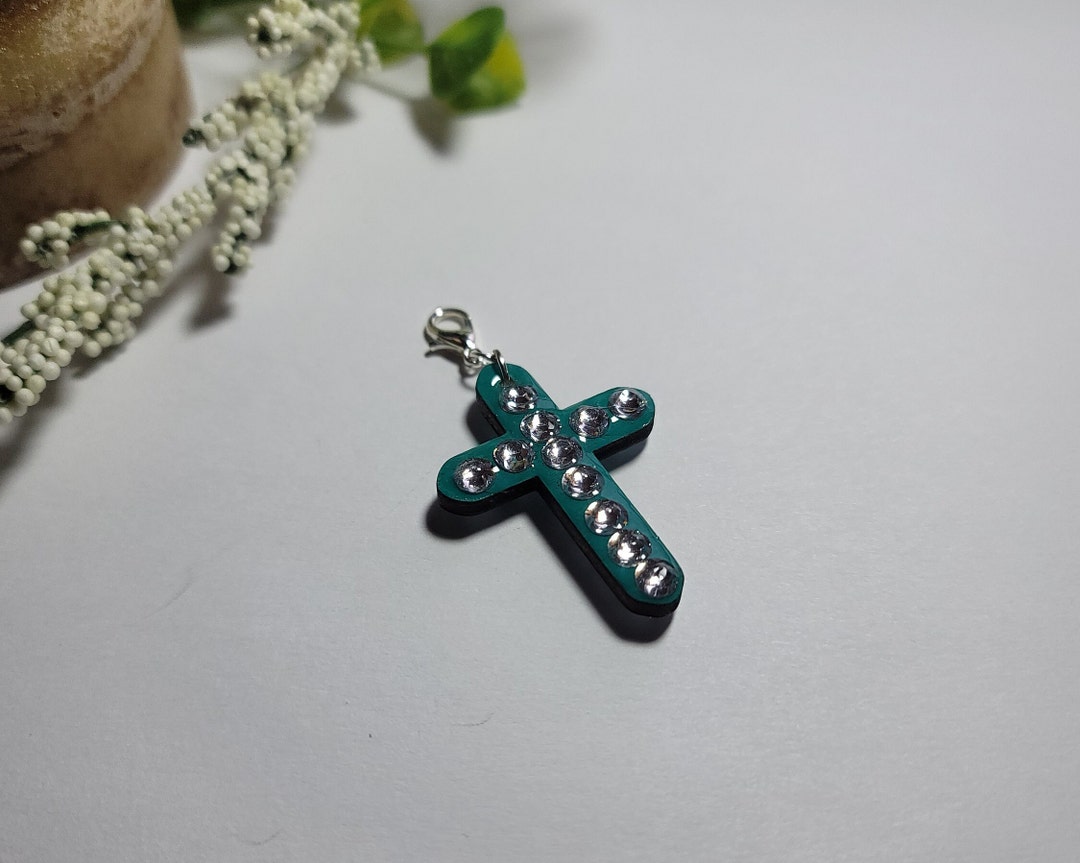 Rhinestone Cross Keychain Christian Keyring Clips Gift for Baptism - Etsy