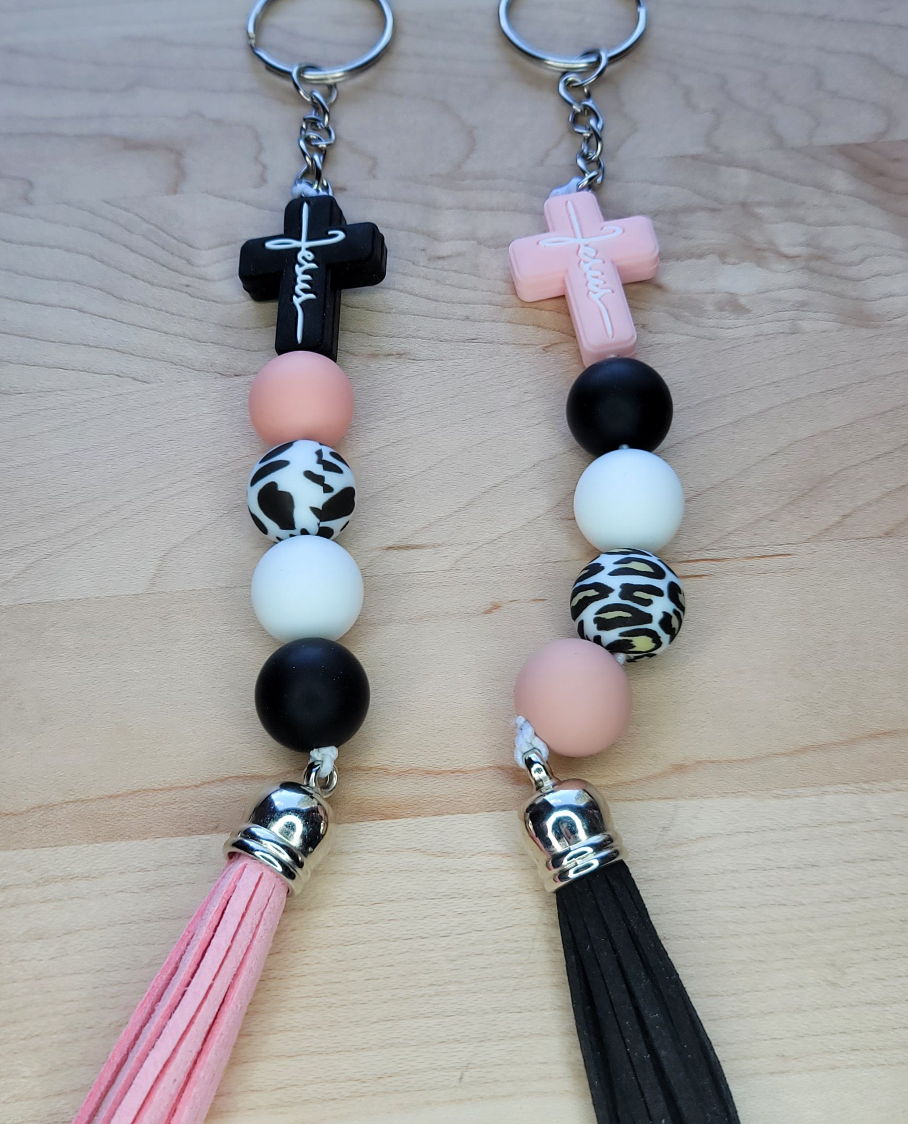 Silicone Bead Keychain Cross Christian Gift for Mom - Etsy