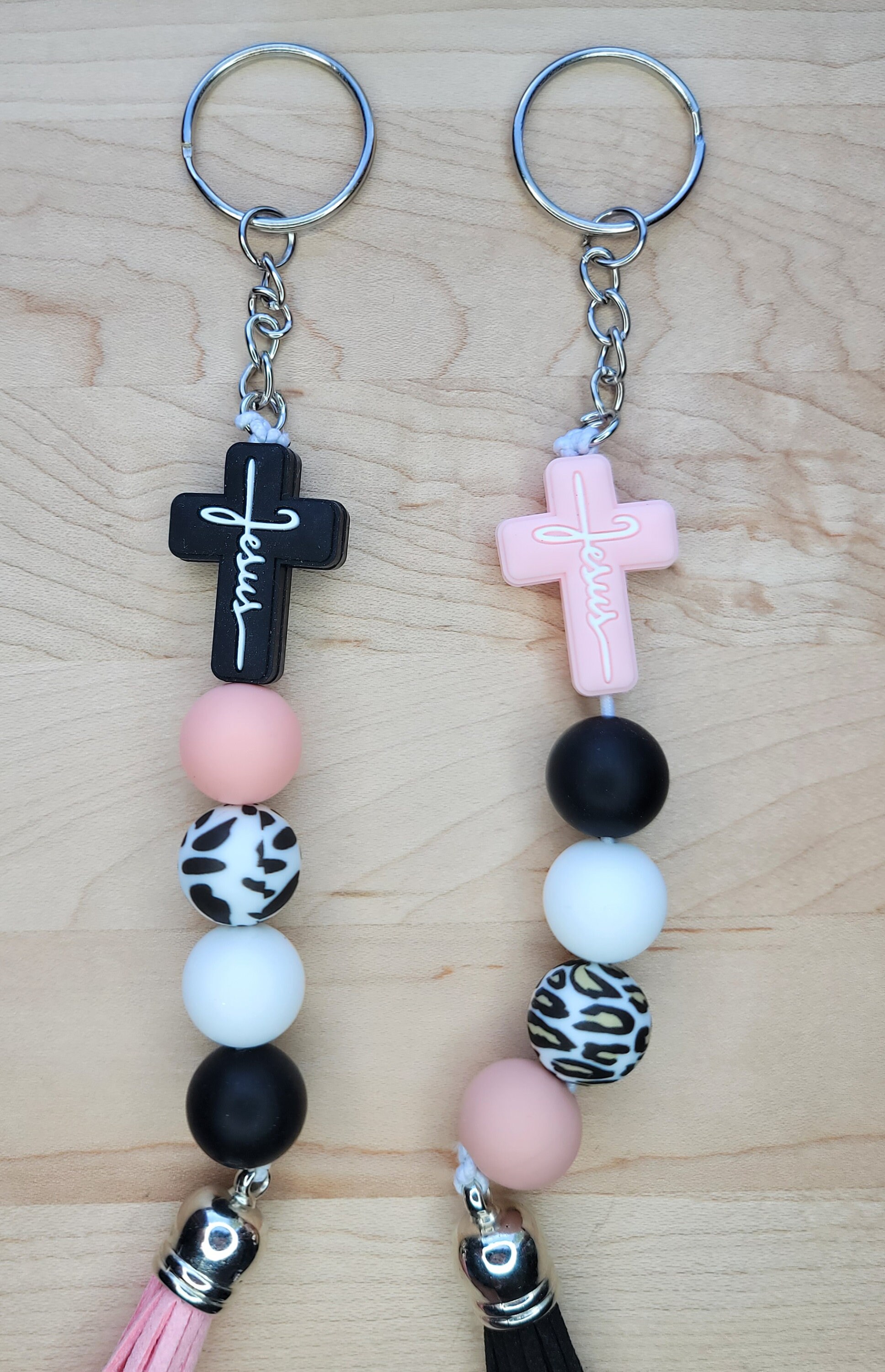 Silicone Bead Keychain Cross Christian Gift for Mom - Etsy