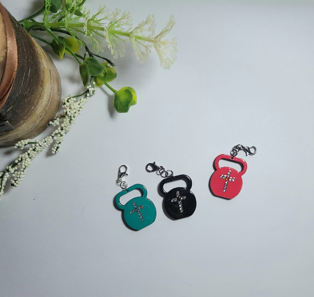 Kettlebell Keychain Charm Cross Rhinestone Ftiness Gift for Gym Workout ...