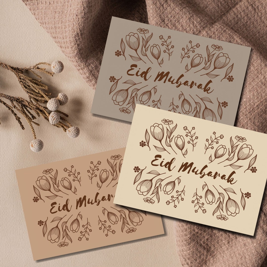 Eid Mubarak Cards Set of 3 Ramadan Cards Happy Eid Card Mosque Eid ...