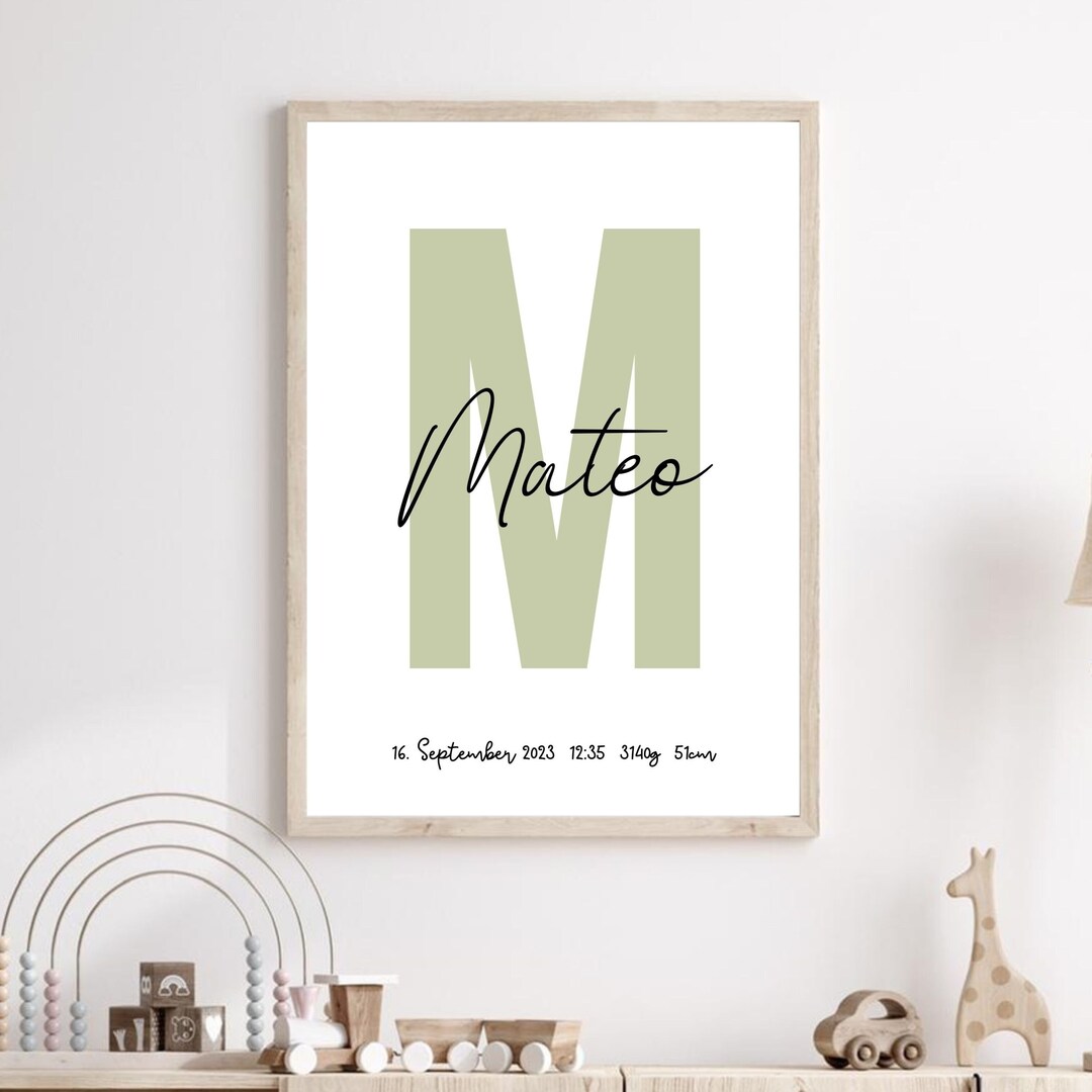 Name Poster Letter Birth Poster Initial Print Poster Name Boy - Etsy