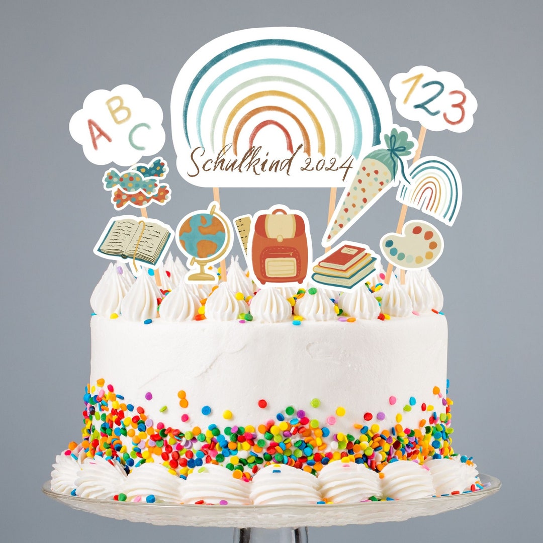 School Enrollment Cake Topper Rainbow School Enrollment Party ...