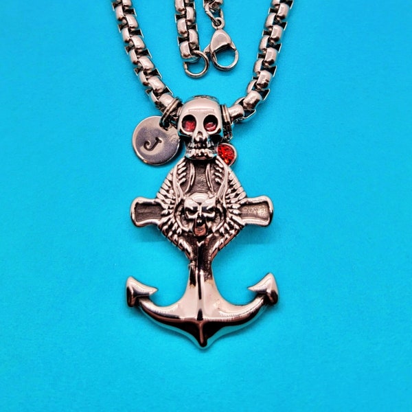 Pirate Skull Anchor Necklace - Etsy Pirate Skull Anchor Necklace - Etsy