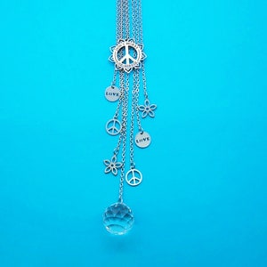Hippie Charm Suncatcher, Don't Worry Be Hippie Peace Flower Charm ...