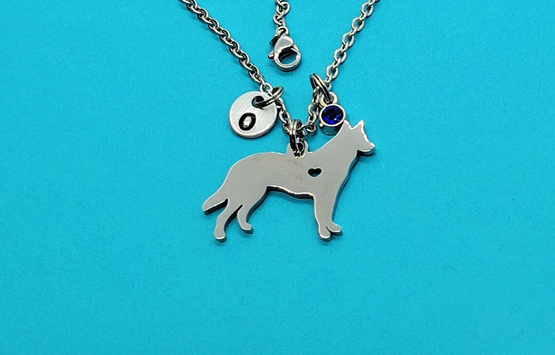 German Shepard Necklace, German Shepard Charm, Stainless Steel Chain ...