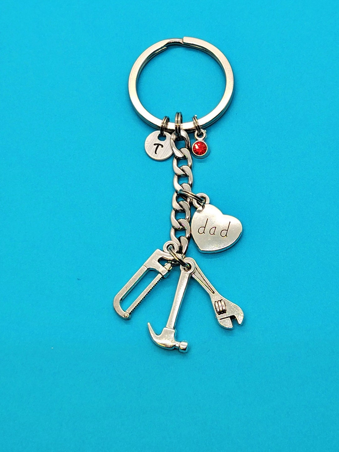 Dad the Handyman 1 Keychain, Hammer Charm, Adjustable Wrench Charm ...