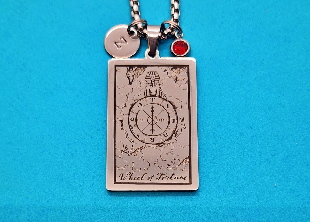 Wheel of Fortune Charm Necklace, Wheel of Fortune Charm, Stainless ...