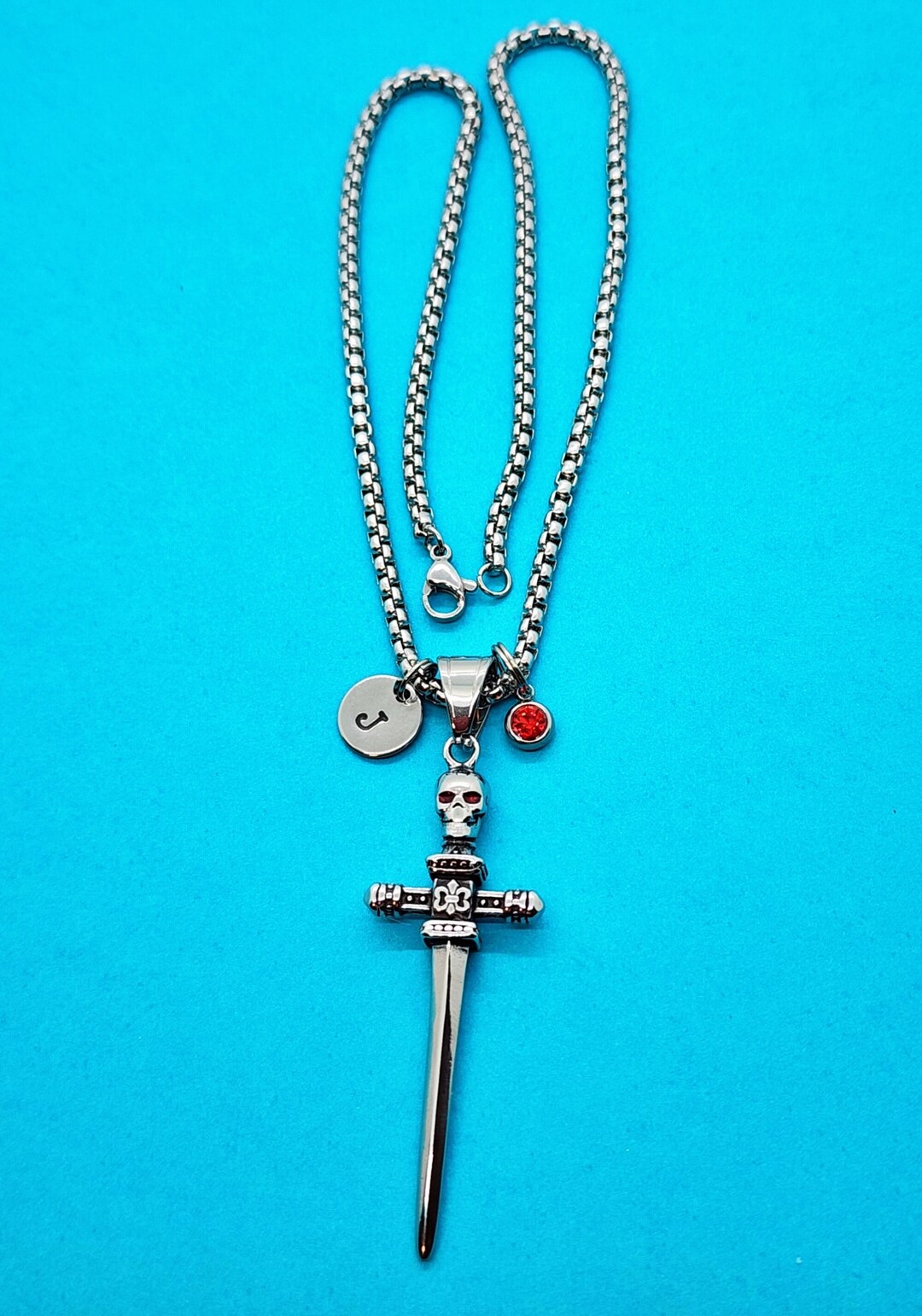 Sword With Skull Charm Necklace, Skull Sword Charm, Stainless Steel ...