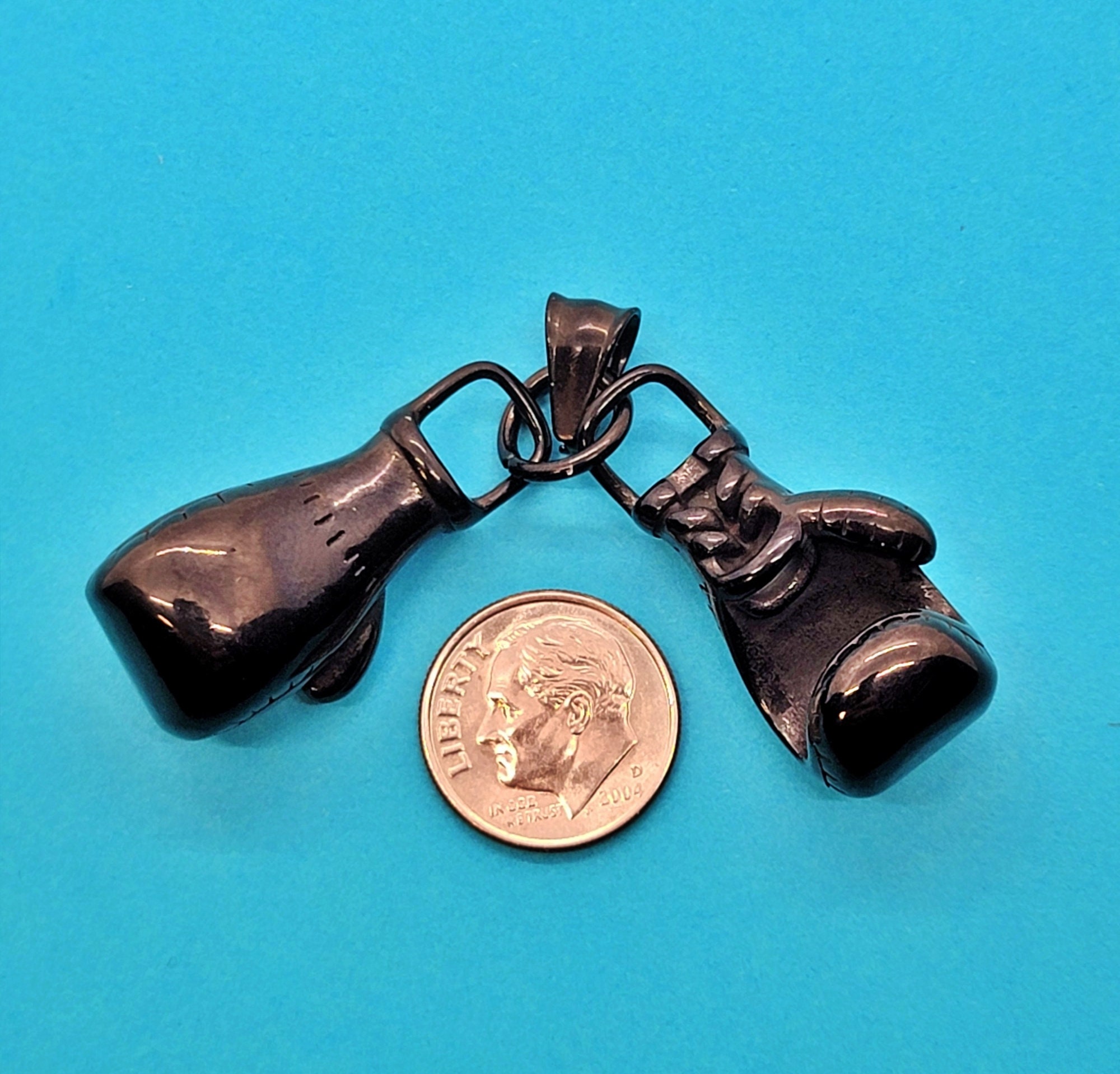 Boxing Gloves Necklace Boxing Glove Charm Black Stainless - Etsy