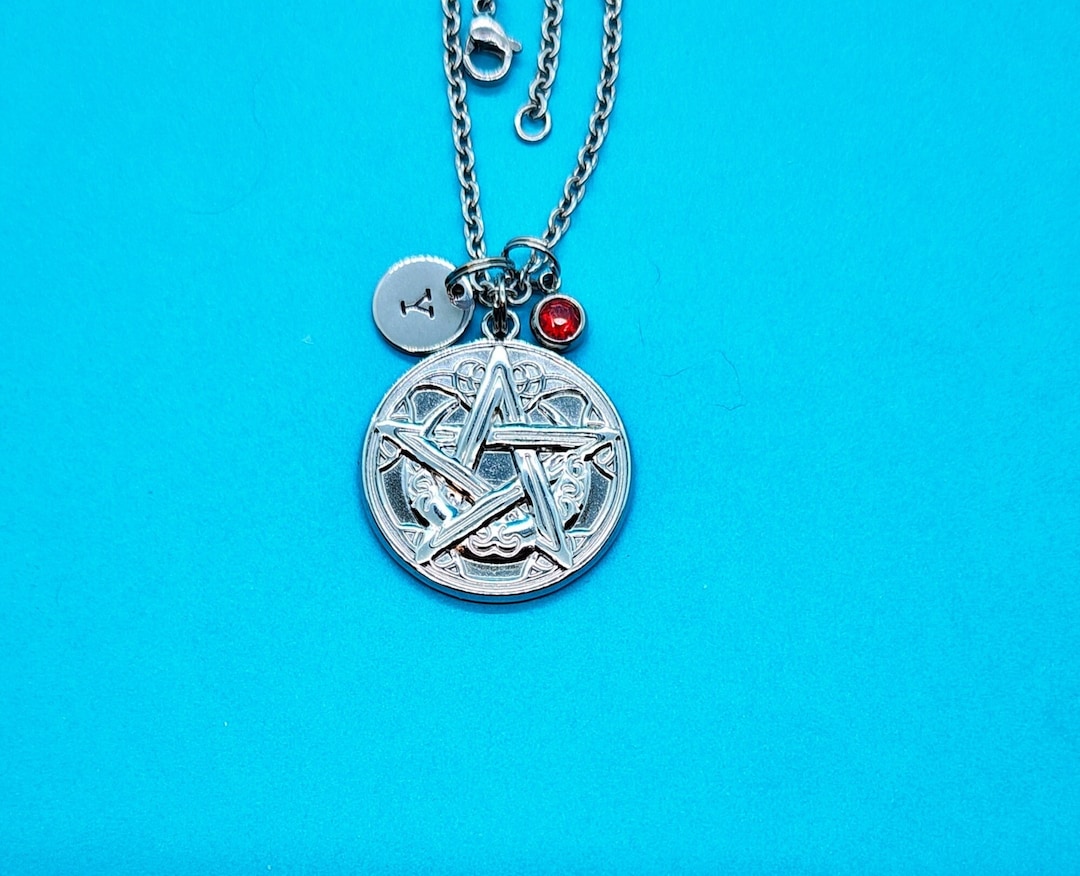Pentacle Charm Necklace, Pentacle Charm, 3mm Stainless Steel Chain ...