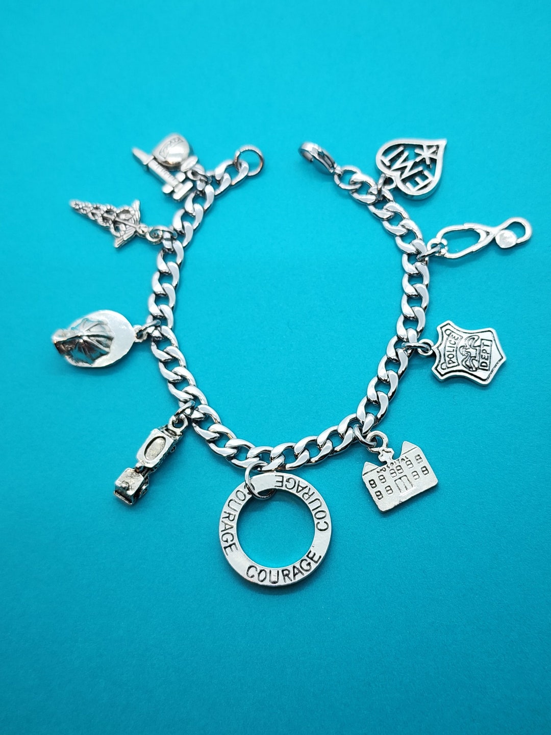 First Responder Bracelet, EMT Charms, Stainless Steel Bracelet ...