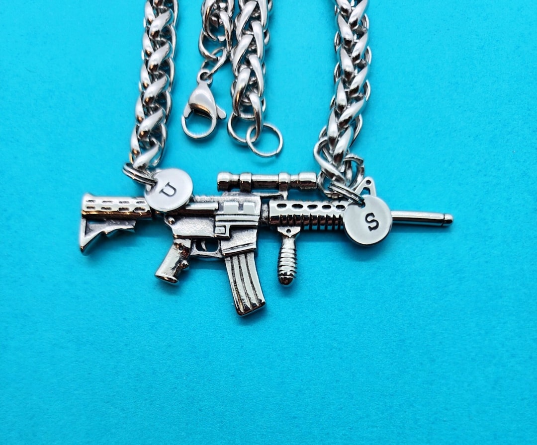 3D Sporting Rifle Necklace, Stainless Steel Chaincharm, Target Plinker ...