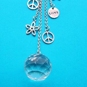 Hippie Charm Suncatcher, Don't Worry Be Hippie Peace Flower Charm ...