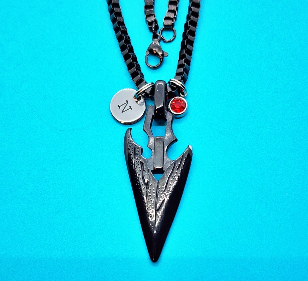 3D Black Arrowhead Necklace, Arrowhead Charm, Black Stainless Steel ...