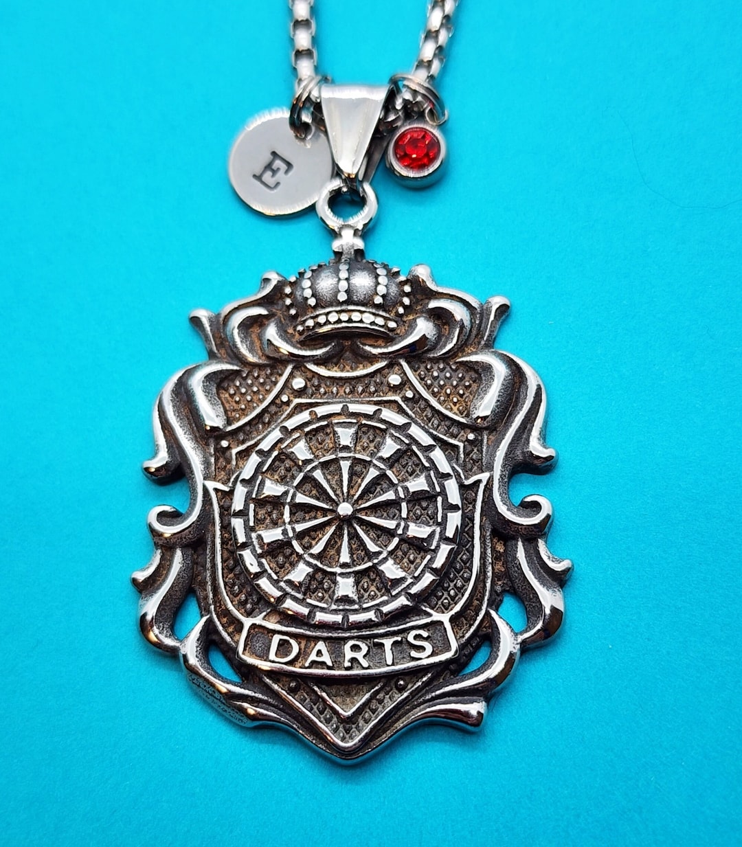 Dartboard Charm Necklace, Dartboard Charm, Stainless Steel Chaincharm ...