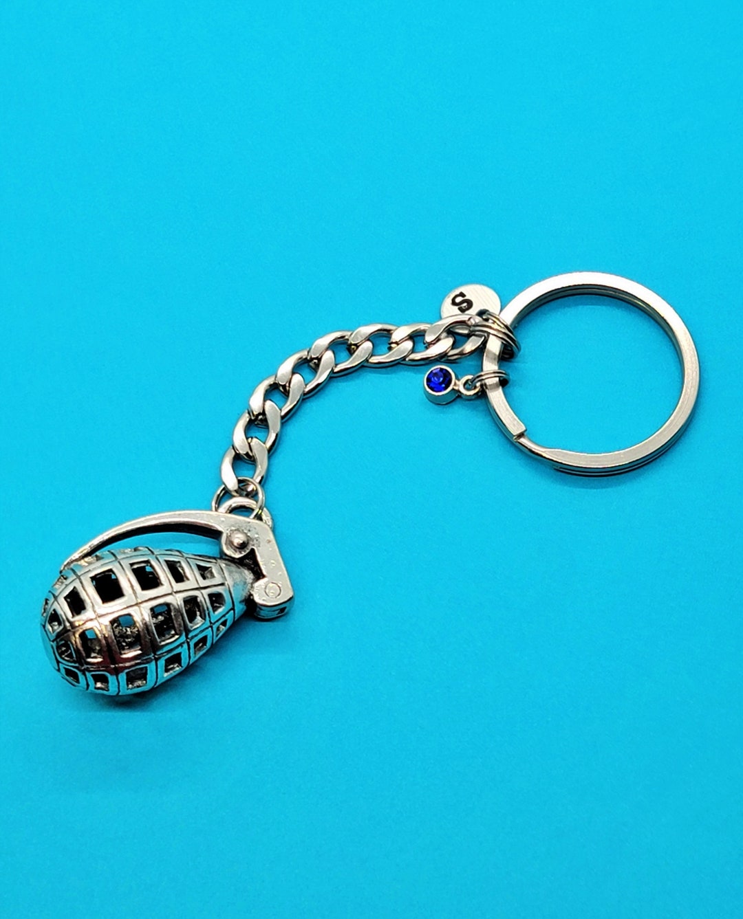 Hand Grenade Key Chain, 3D Hand Grenade Charm, Stainless Steel Keyring ...