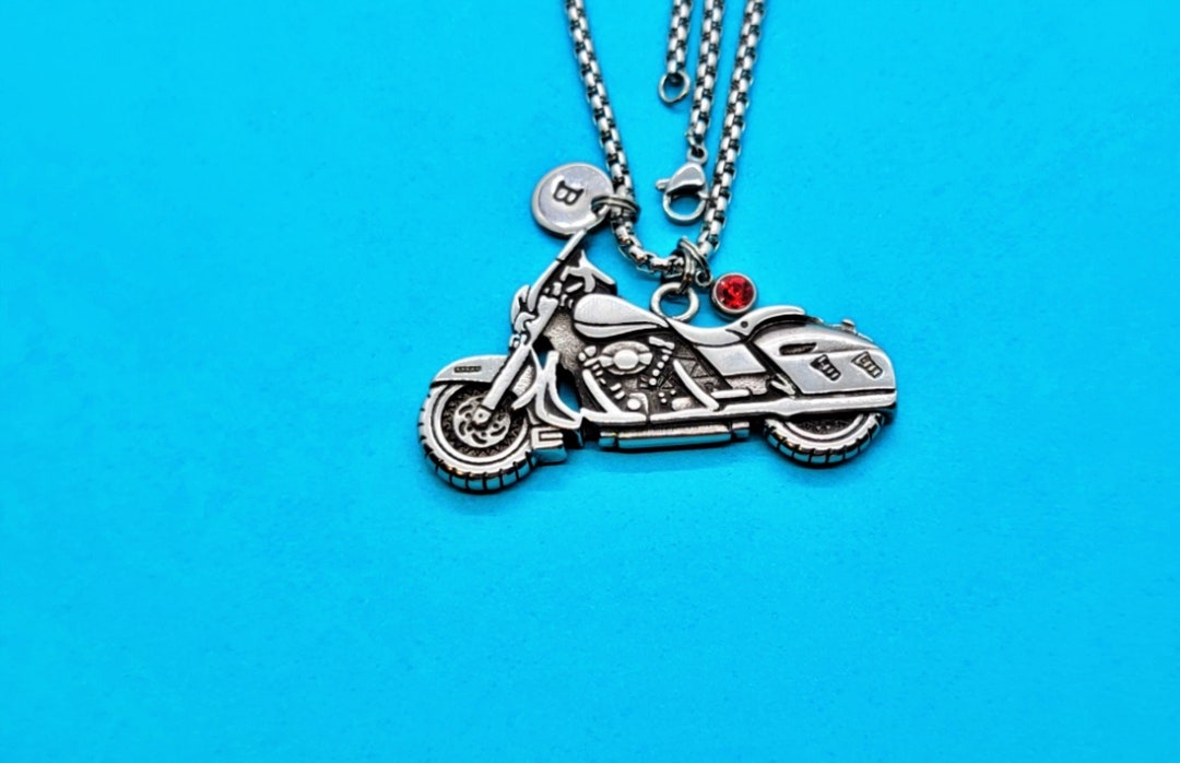 3D Motorcycle Necklace, Large Motorcycle Charm, Stainless Steel Charm ...