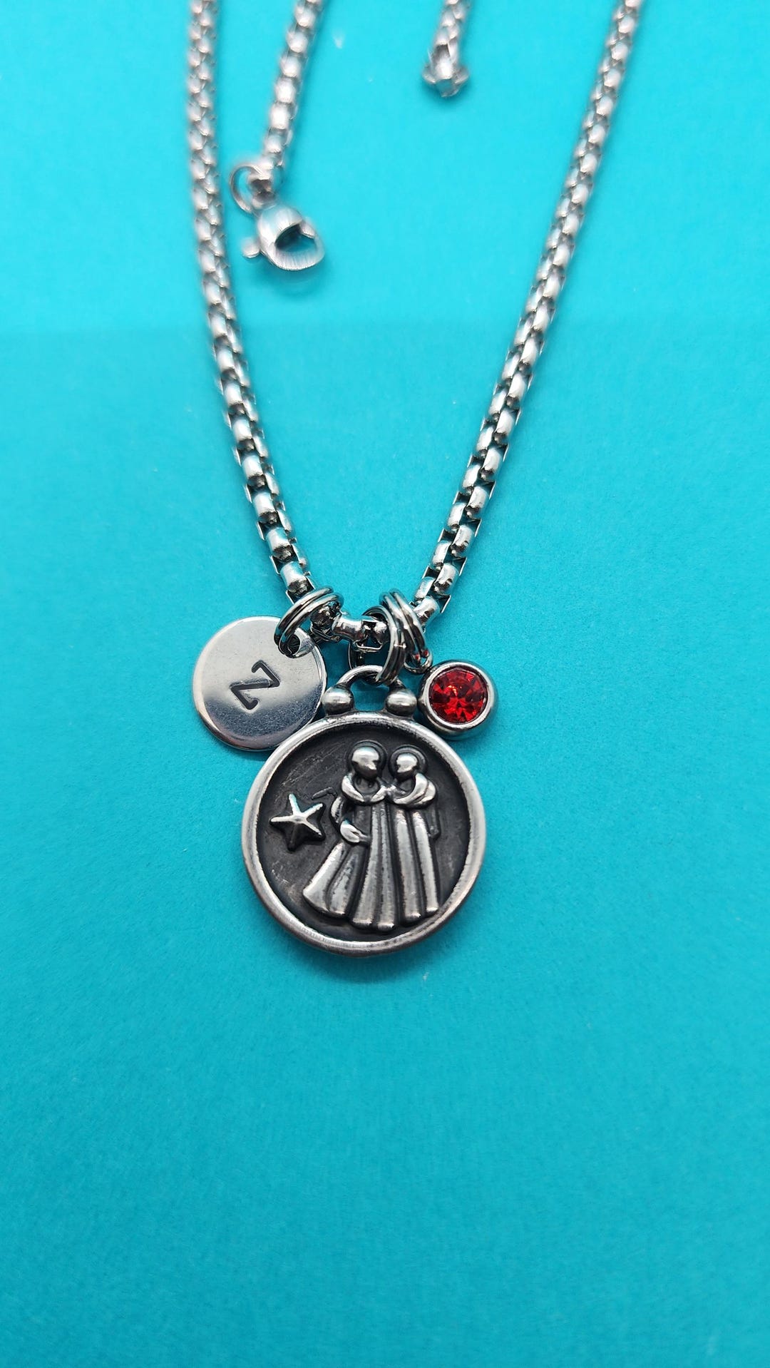 Gemini Charm Necklace, Stainless Steel Charm and 3mm Chain, Gemini ...