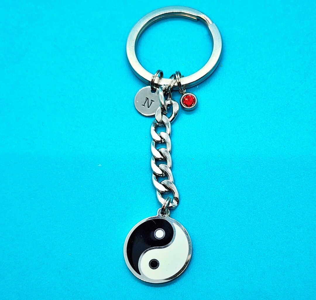 Yin and Yang Charm Keychain, Stainless Steel Charm Chain Ring, Yin and ...