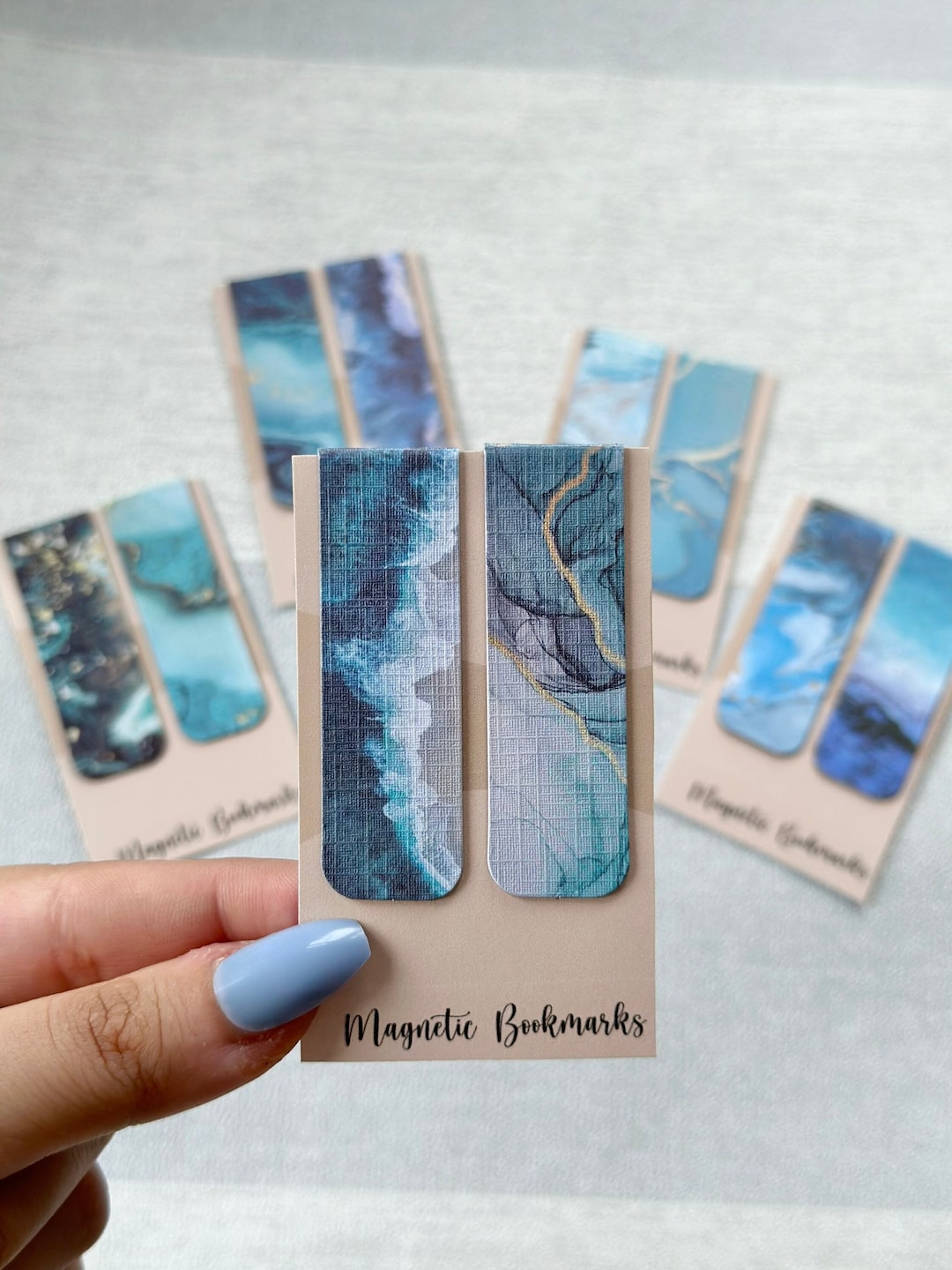 Blue Magnetic Bookmark, Ocean Patterned Bookmark Set, Cute Bookmarks ...