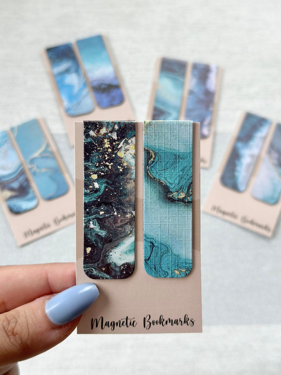 Blue Magnetic Bookmark, Ocean Patterned Bookmark Set, Cute Bookmarks ...