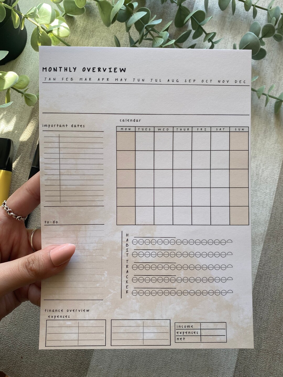 Monthly Overview Planner - Etsy