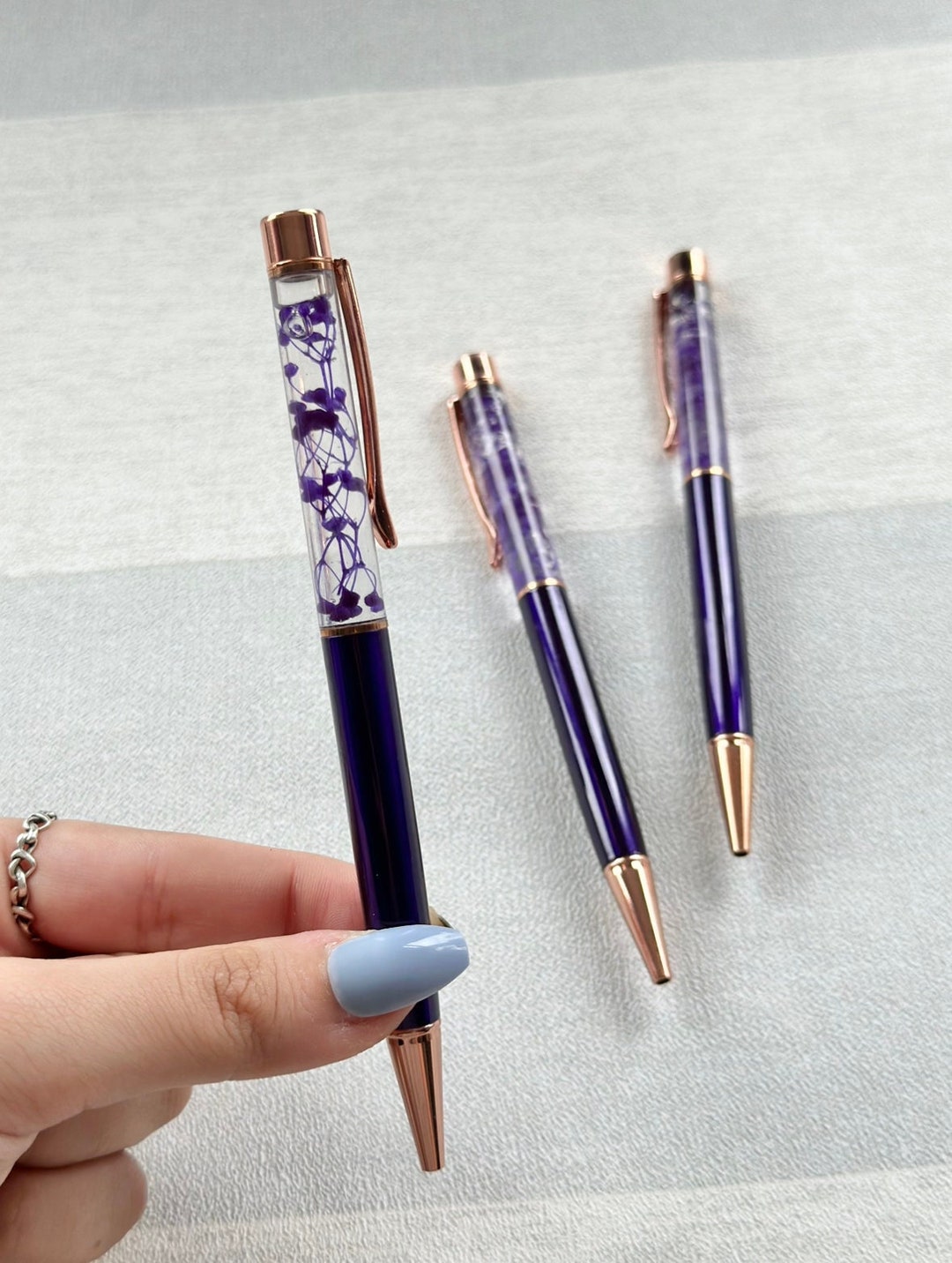 Purple Flower Pens, Dried Flowers, Stationery, Office Supplies, Gold ...