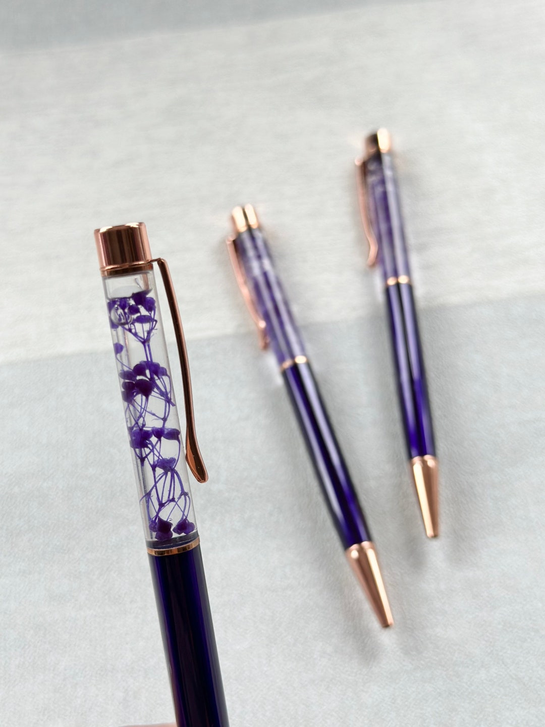 Purple Flower Pens, Dried Flowers, Stationery, Office Supplies, Gold ...
