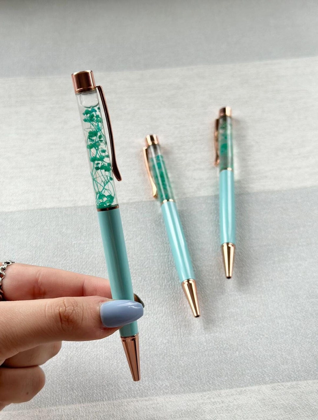 Blue Flower Pens, Dried Flowers, Stationery, Office Supplies, Gold Pen ...