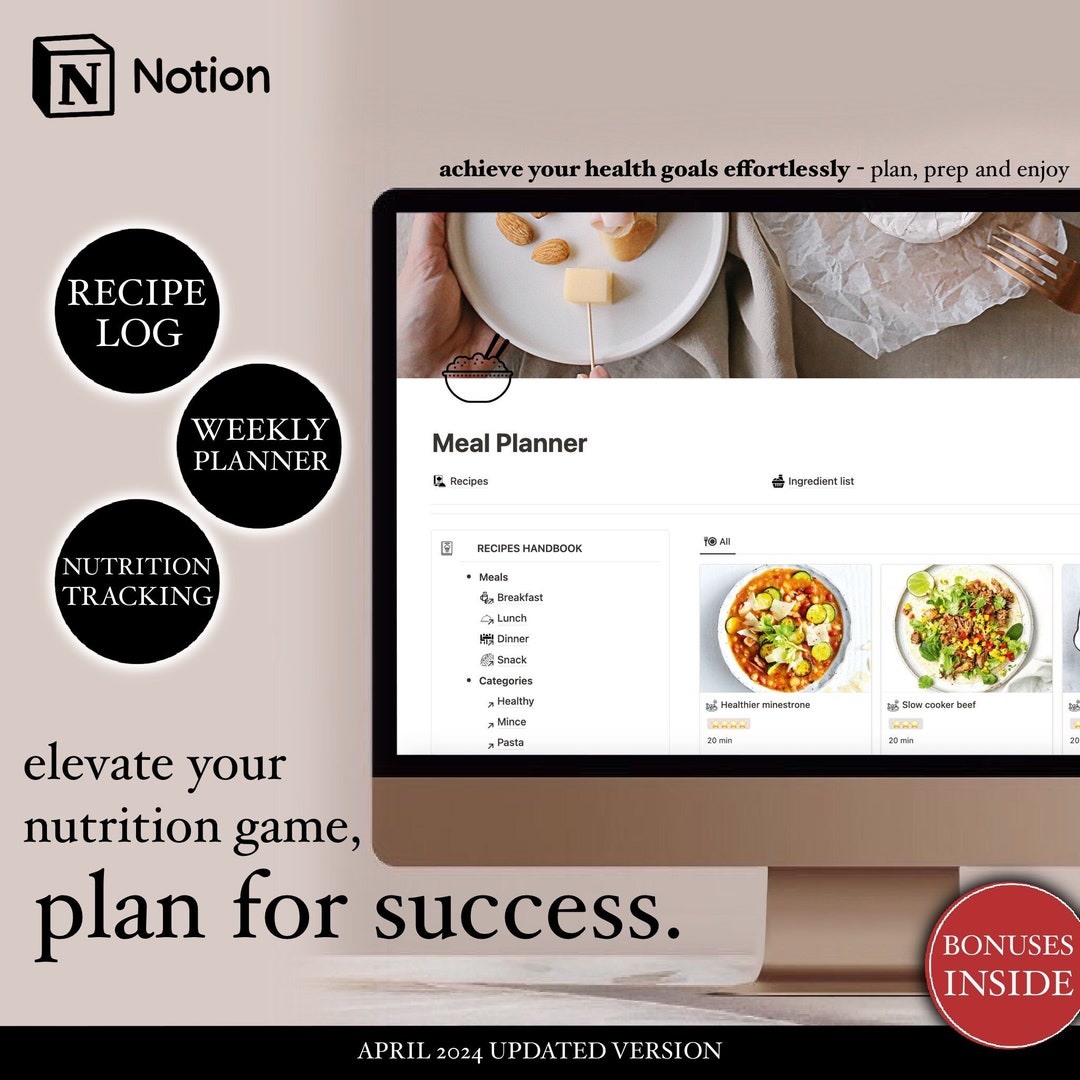 Nutrition Notion Template 2024 | Meal Organisation, Health & Fitness ...
