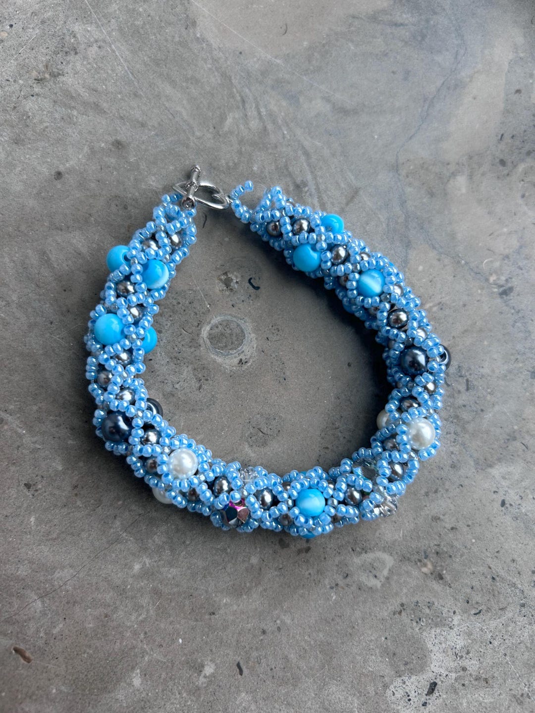 Light Blue Beaded Bracelet. - Etsy