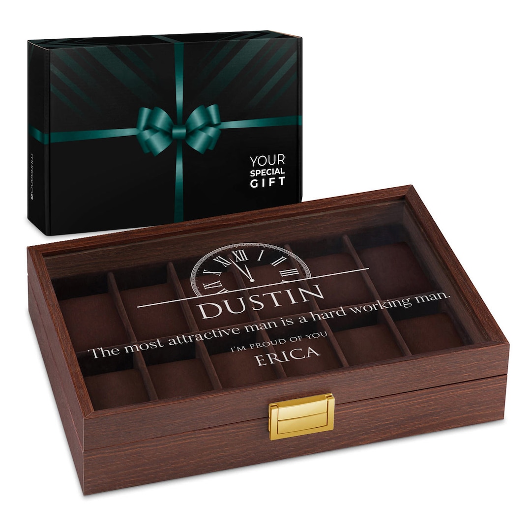 Maverton Customised Watch Box for Gentleman - Wooden Watch Case for Him ...