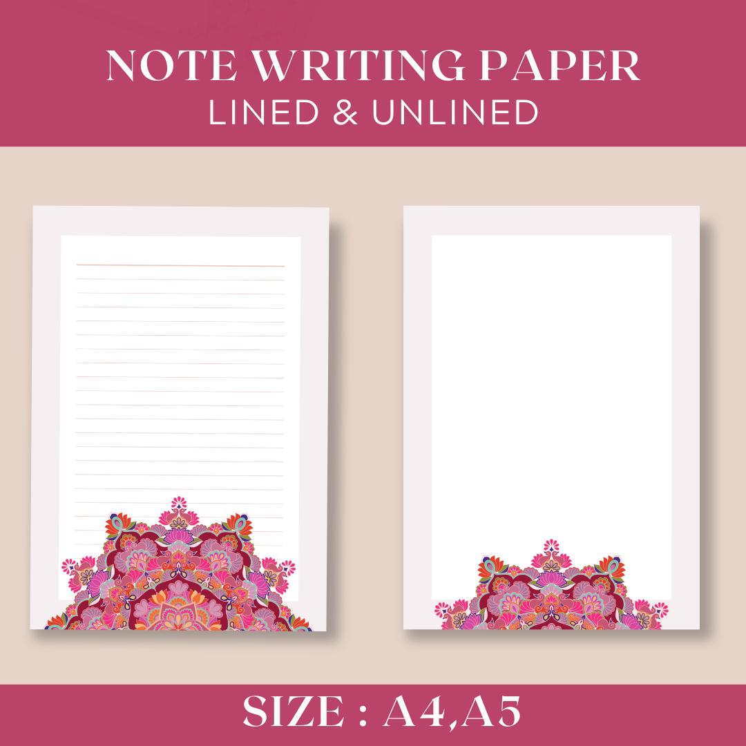 Printable Writing Paper, PRINTABLE Stationery, Mandala Flower Letter ...