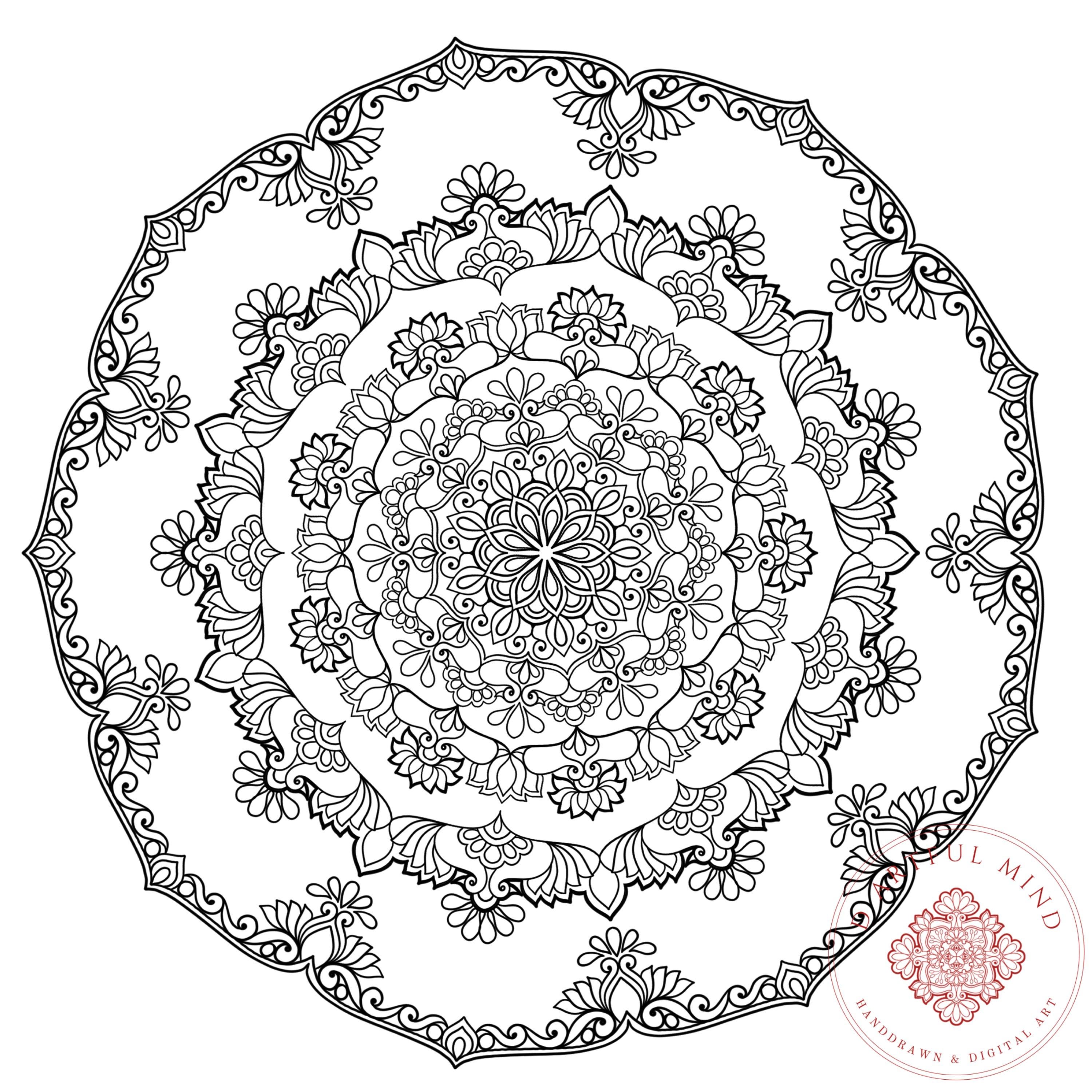 Adult Coloring Page | Flower Mandala | Instant Download I Printable ...