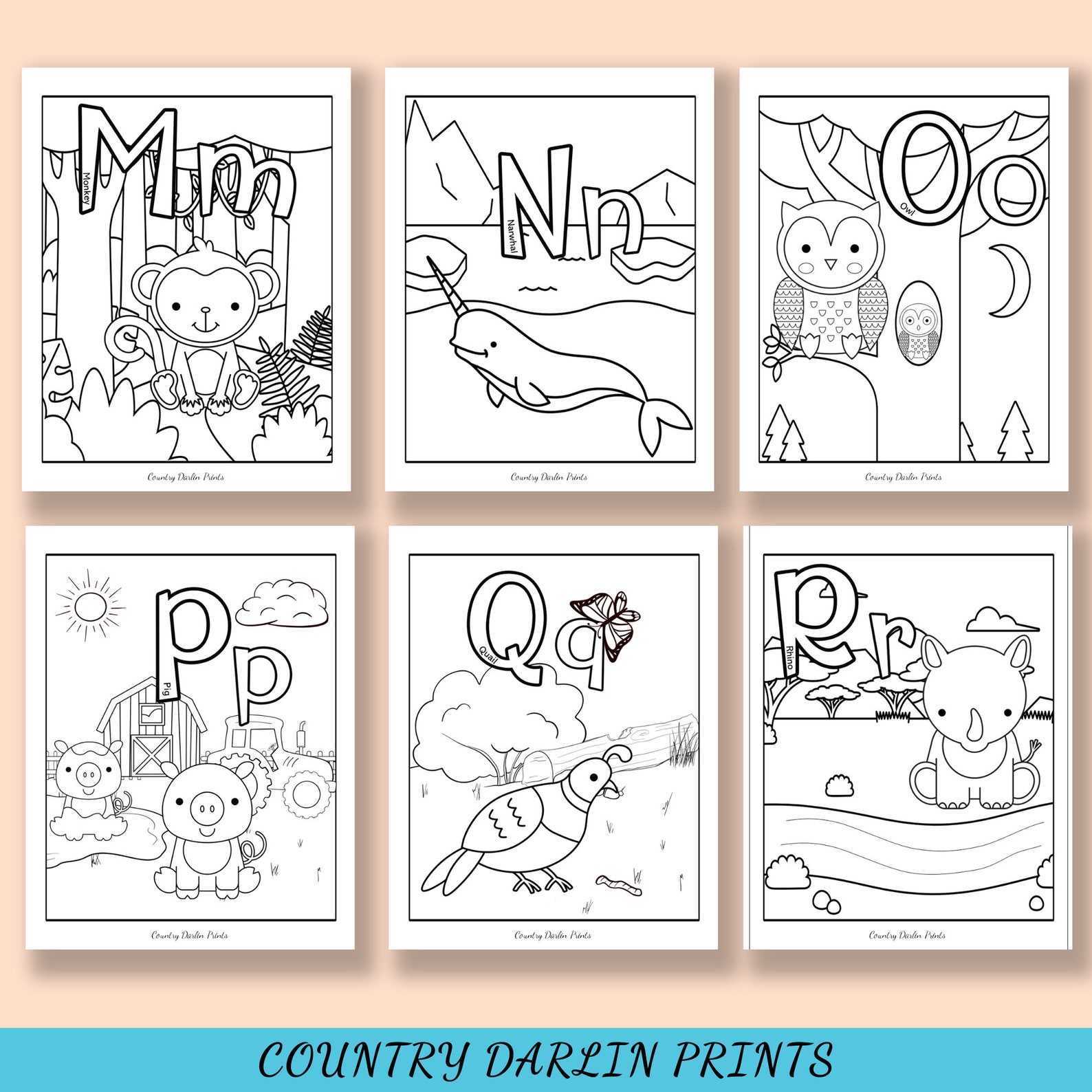 Alphabet Coloring Book, Printable ABC, Kids Activity Book, Coloring ...