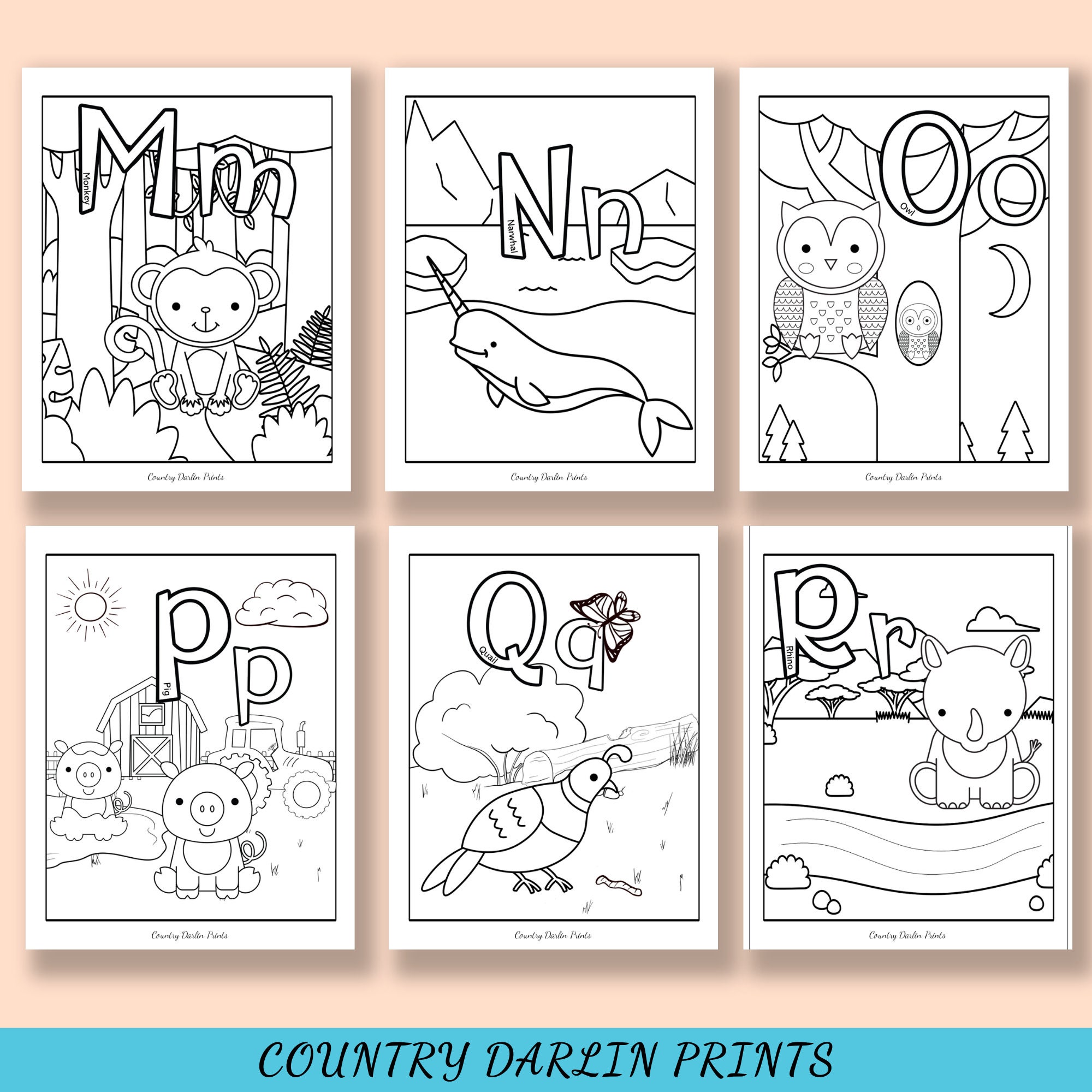 Alphabet Coloring Book, Printable ABC, Kids Activity Book, Coloring ...