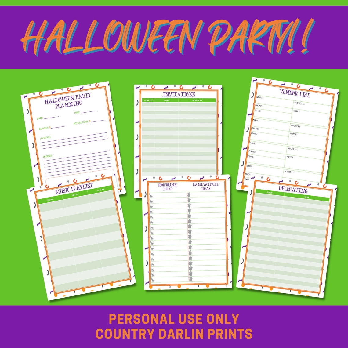 Halloween Planning Kit Printable, Trick or Treat Printable, Costume ...
