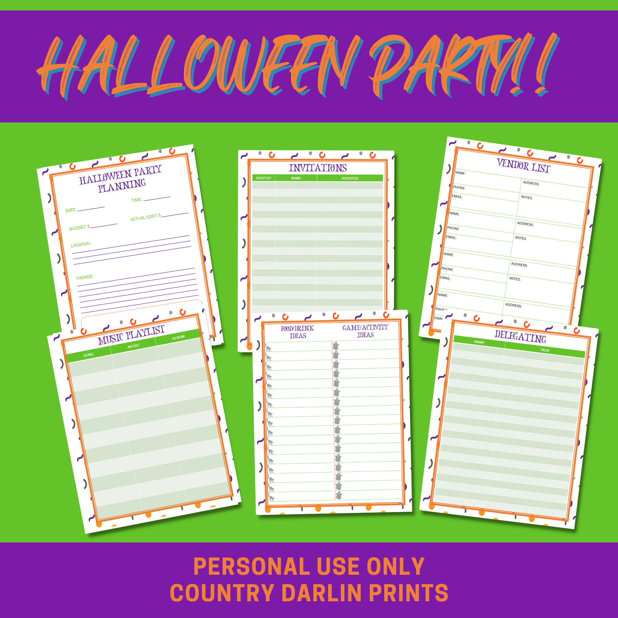 Halloween Planning Kit Printable, Trick or Treat Printable, Costume ...
